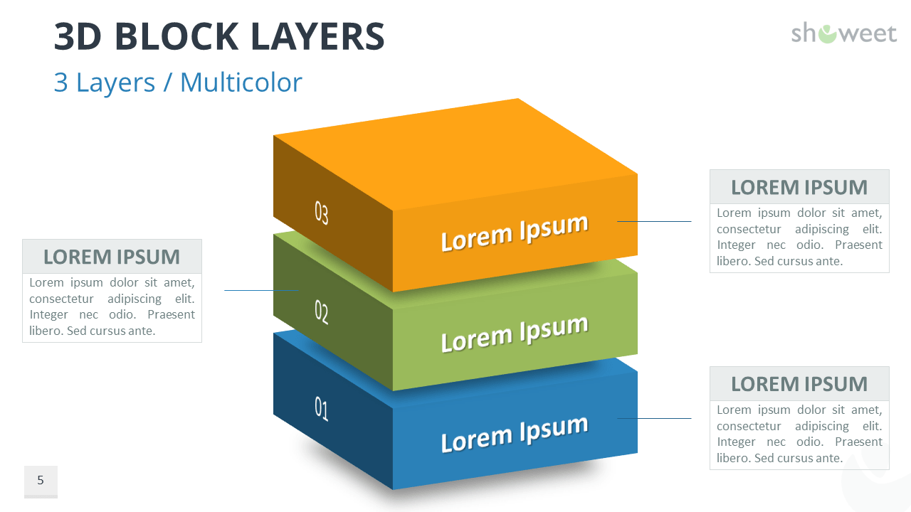 Bloques 3D con Capas para PowerPoint - Showeet.com