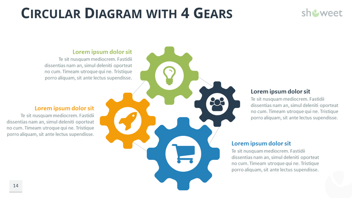 Gears Diagrams for PowerPoint - Showeet.com