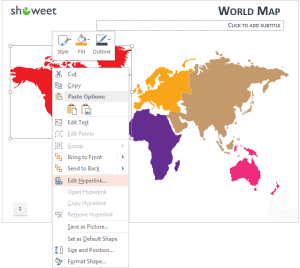 PowerPoint World Map with Rollover Effect - Showeet