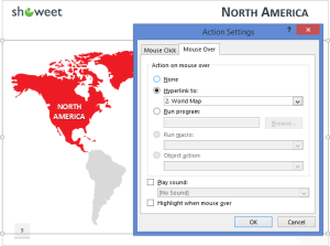 PowerPoint World Map with Rollover Effect - Showeet